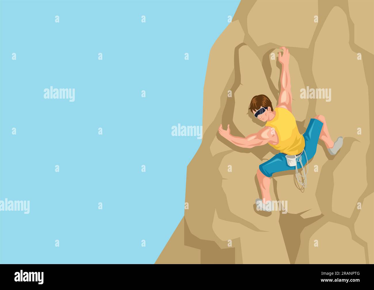 Cartoon illustration of a man climbing the rock Stock Vector Image ...