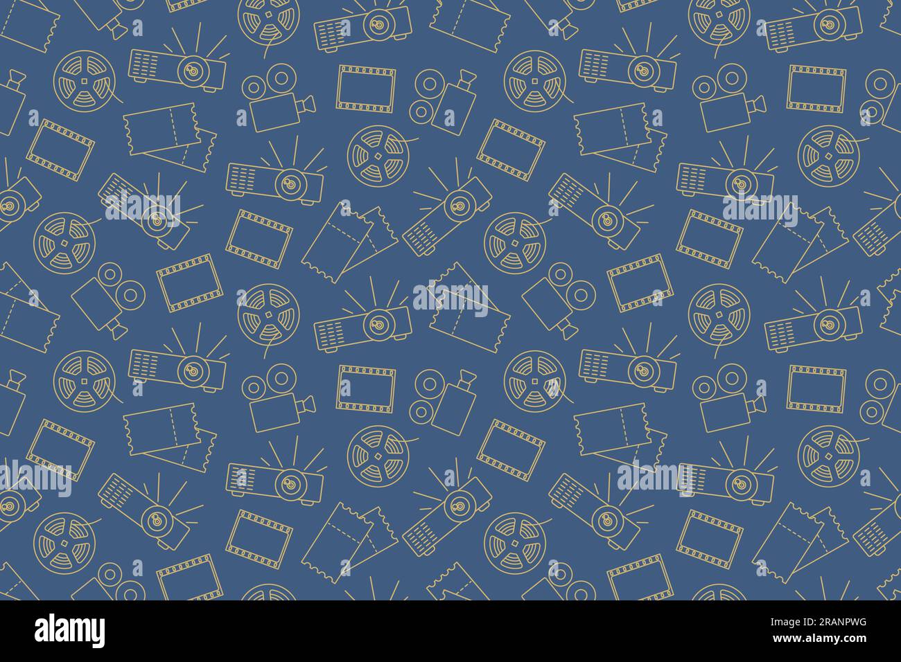 seamless pattern with movie industry icons: camera, film reel and frame ...