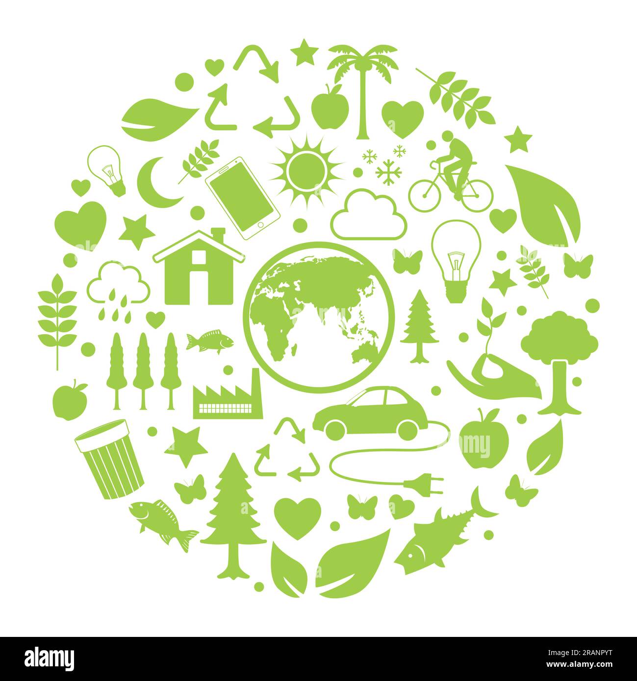Green, ecology and environment icon in circle Stock Vector Image & Art ...