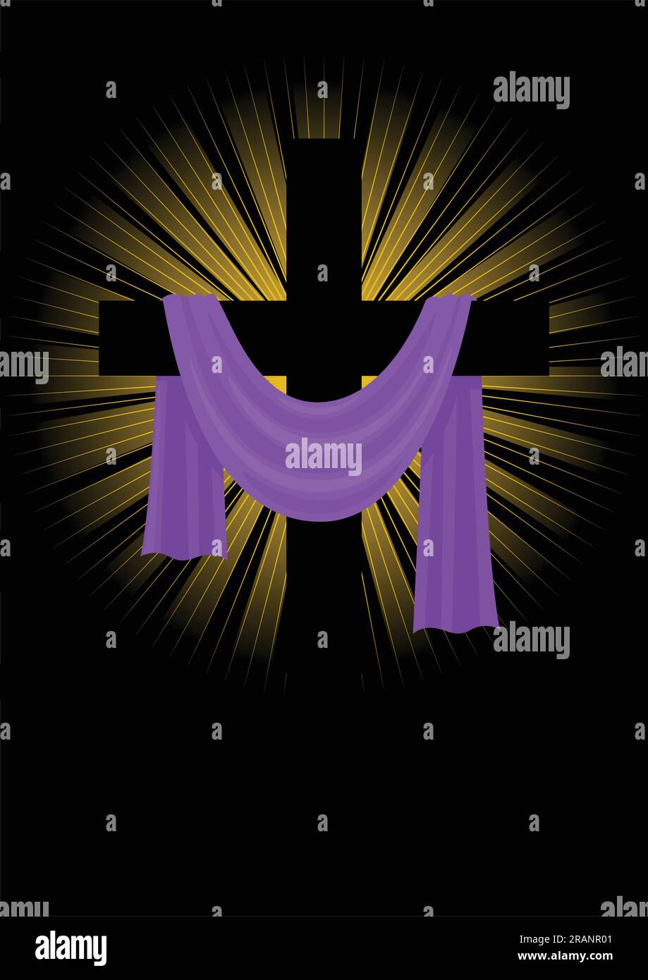 Illustration of a cross with purple sash, Good Friday, easter ...