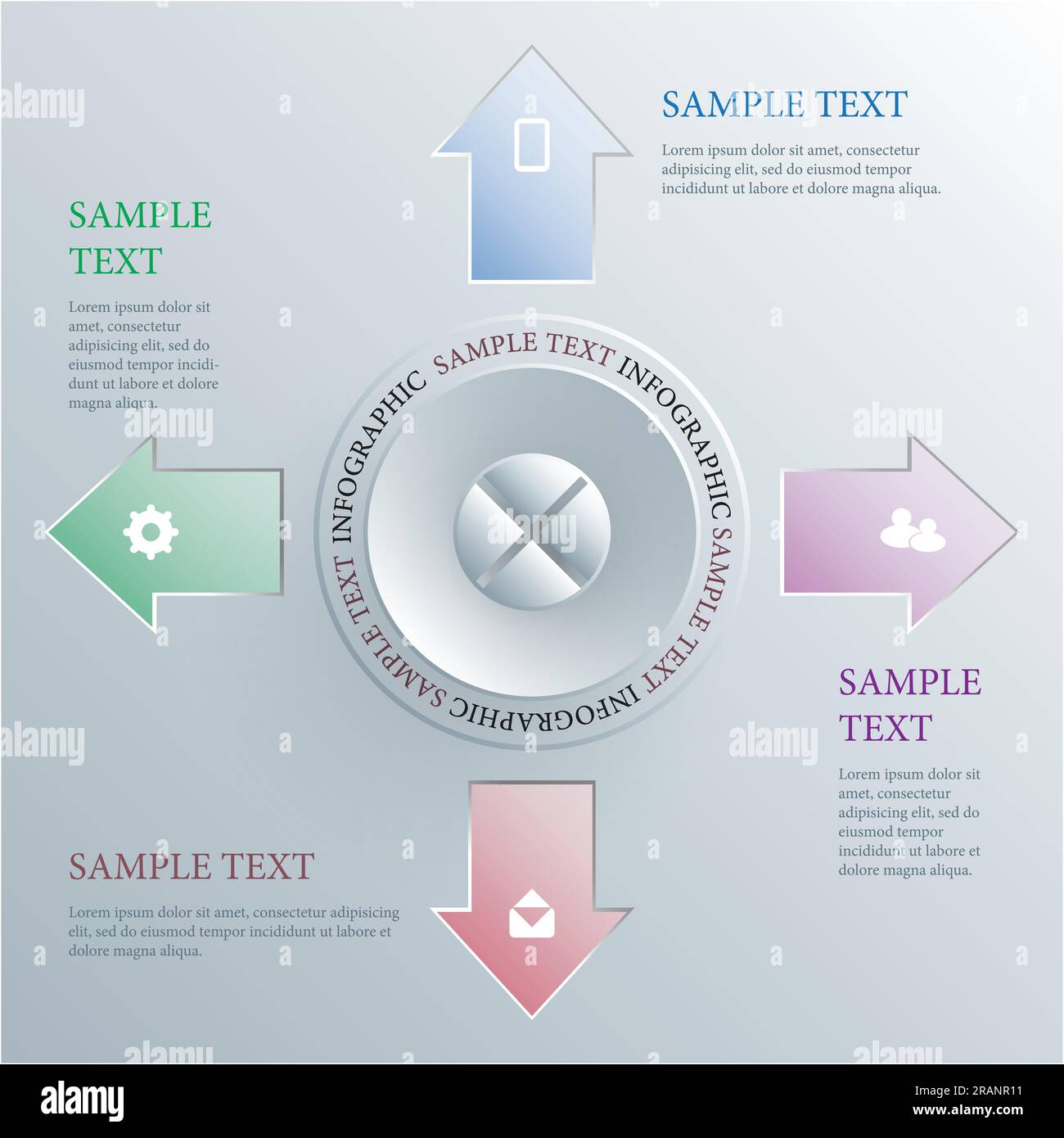 Infographic Template - Paper Cut Design with Arrows Stock Vector Image ...