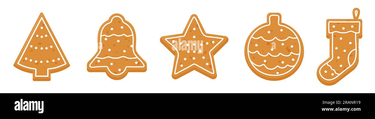 collection of christmas gingerbread cookies; christmas tree, bell, star ...