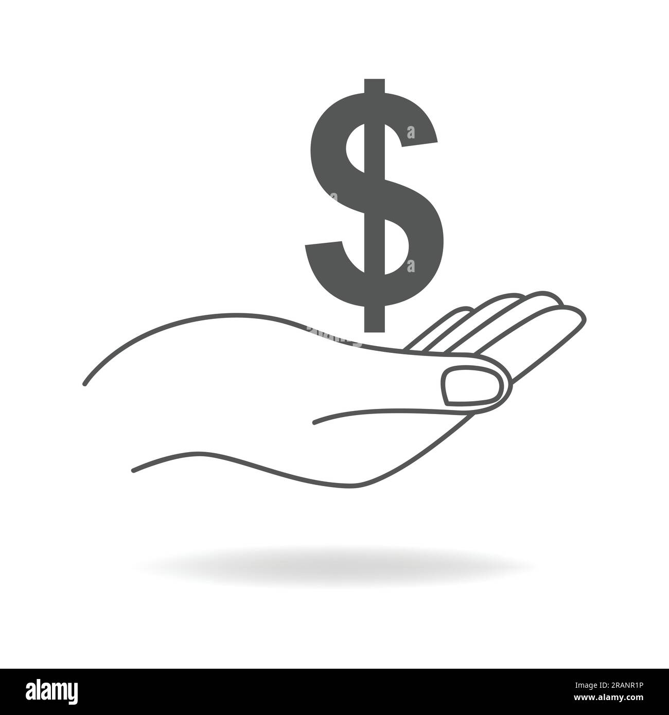 Simple graphic of a hand holding a dollar currency symbol Stock Vector ...