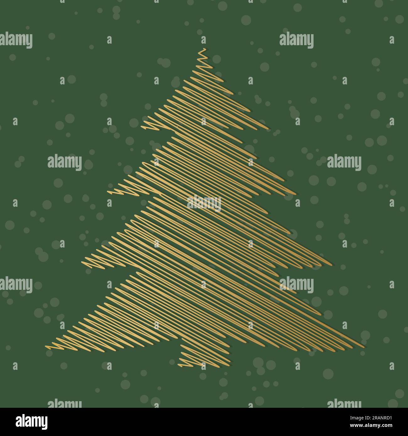 golden scribble christmas tree and snow- vector illustration Stock ...