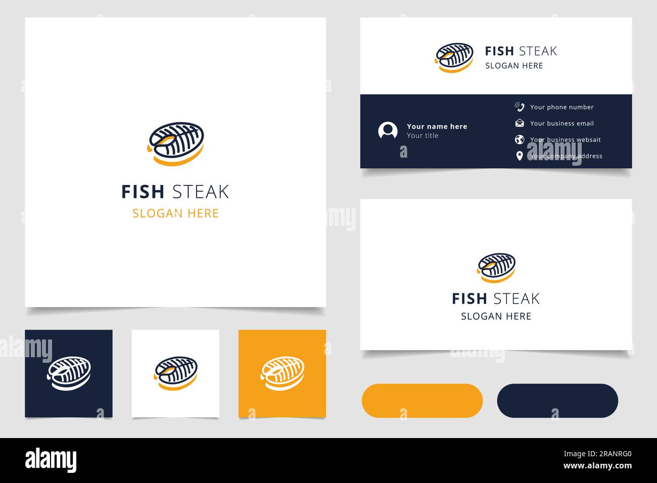 Fish steak logo design with editable slogan. Branding book and business ...