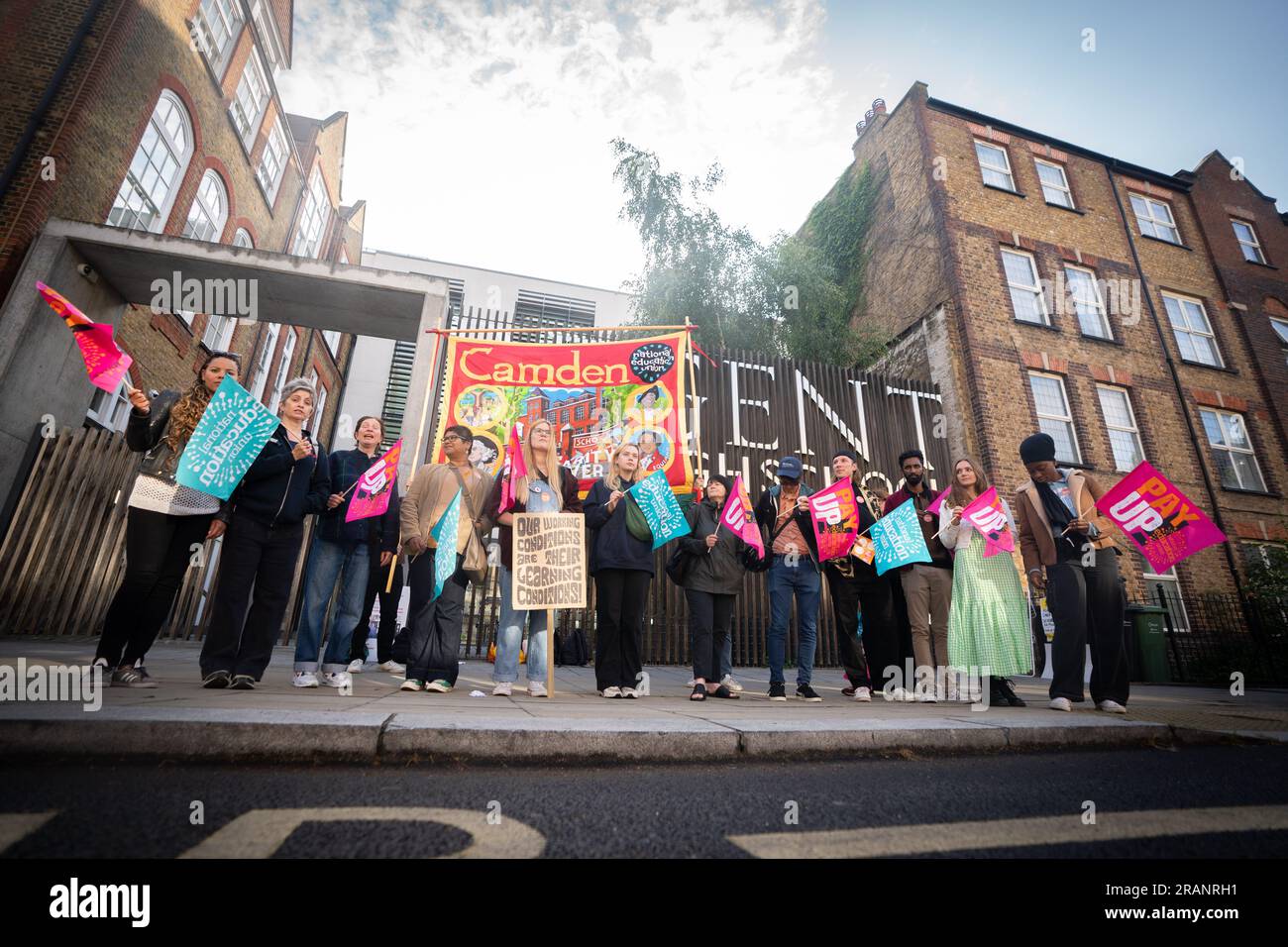 Teachers on the picket line at Regent High School in north west London ...