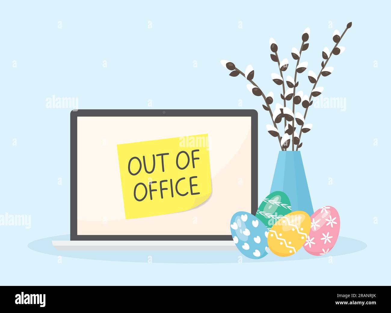 auto responder out of office written on a laptop screen; spring, easter ...