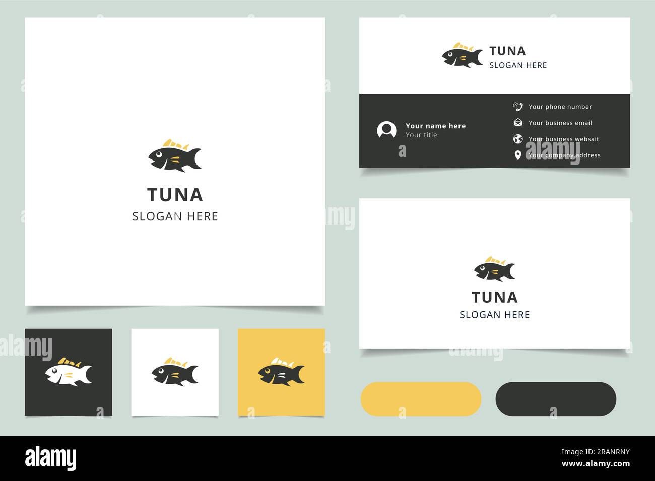 Tuna logo design with editable slogan. Branding book and business card ...