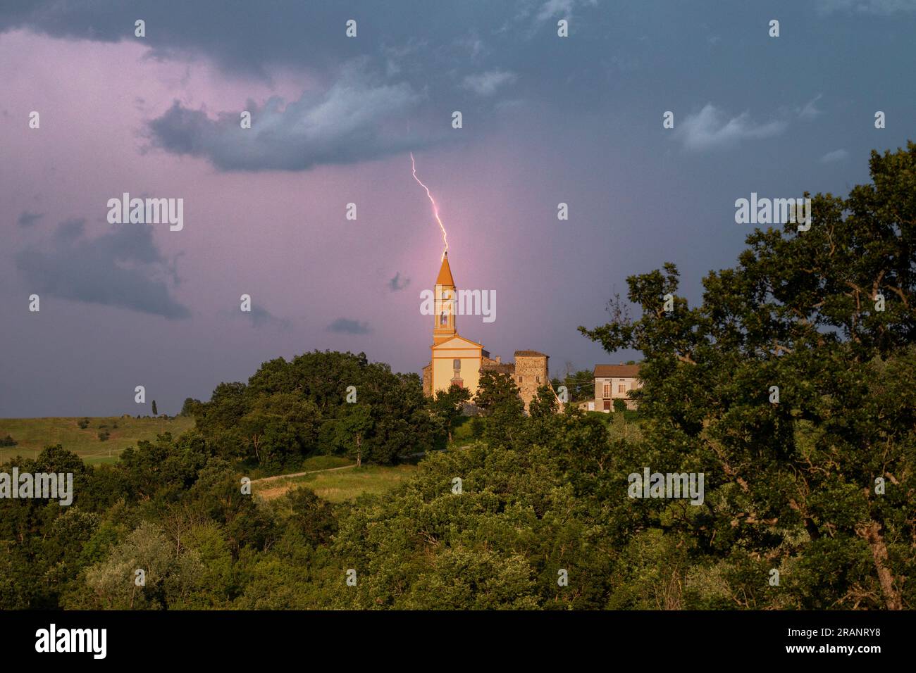Lightning strikes the country churches Stock Photo - Alamy