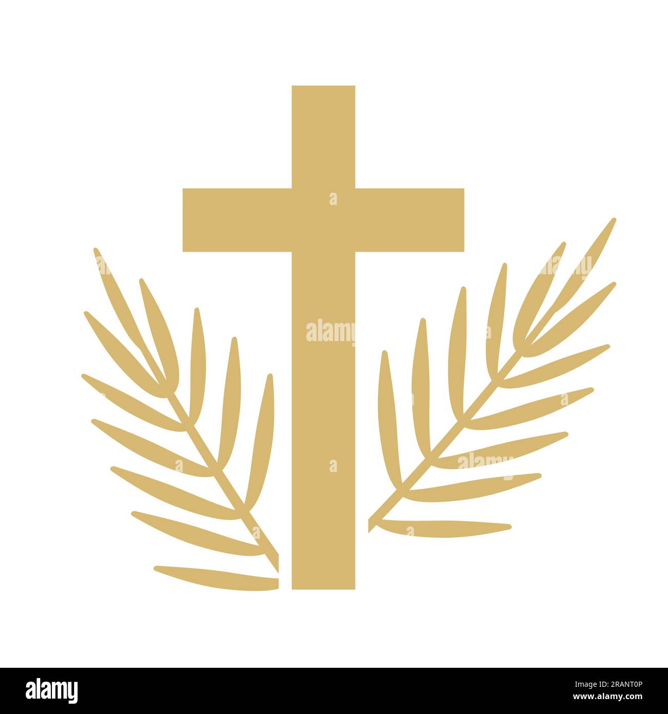 golden palm leaf and cross, Easter, Palm Sunday symbol- vector ...