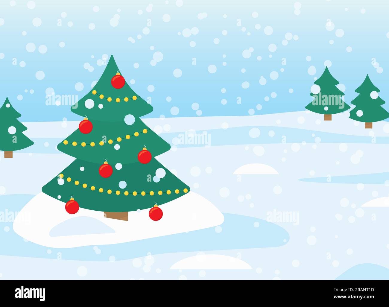 decorated christmas tree in snowfall- vector illustration Stock Vector ...