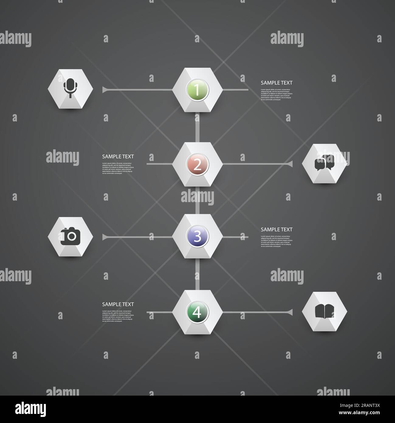 Infographic Concept with Hexagonal Icons - Flow Chart Design and ...