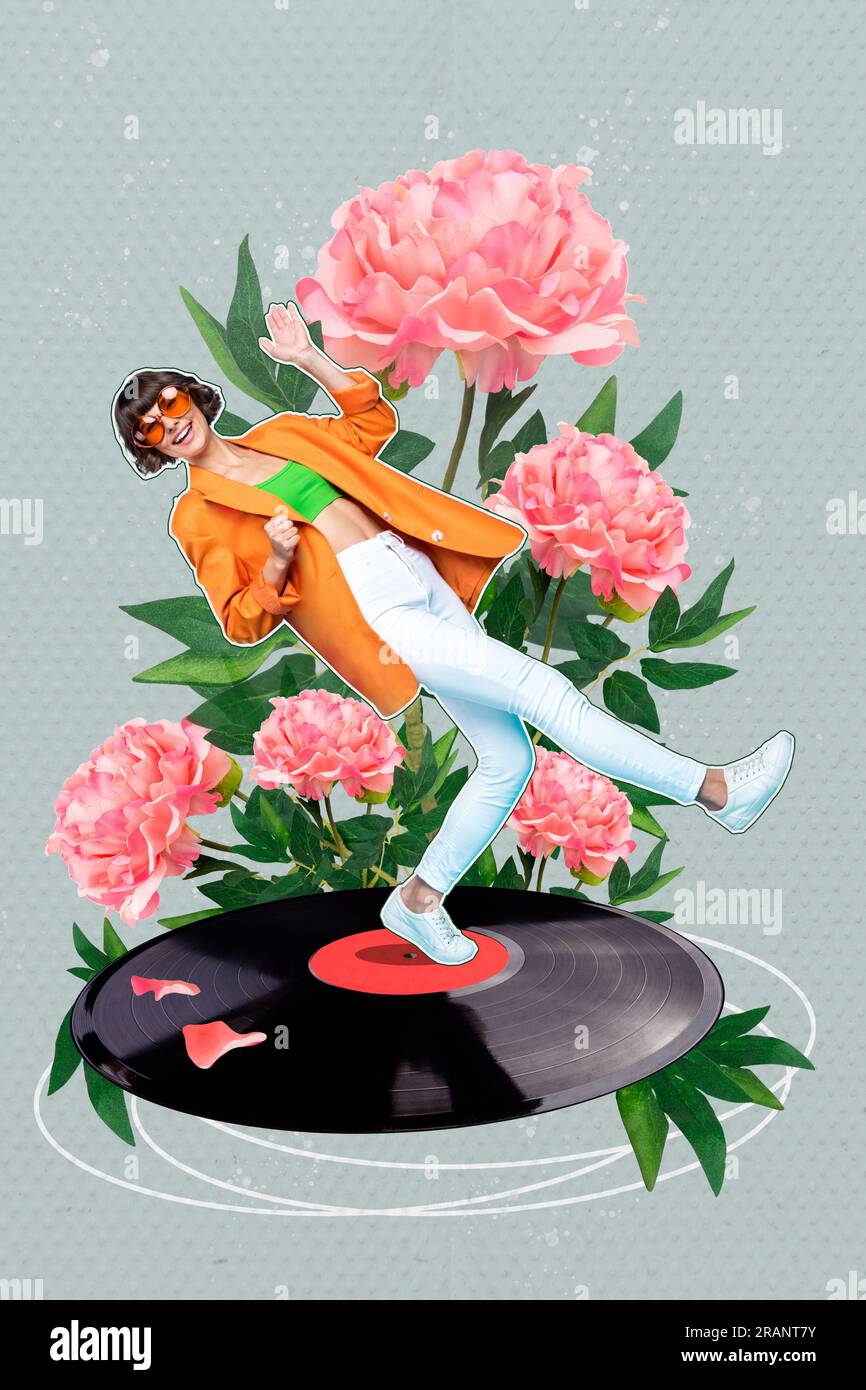 Vertical creative composite collage photo postcard of nice positive ...