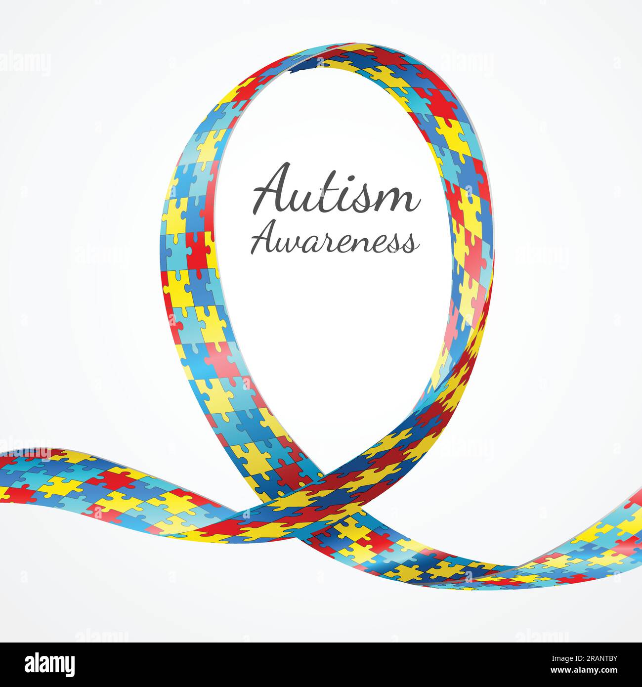 Colorful puzzle ribbon as the symbol for autism awareness Stock Vector ...