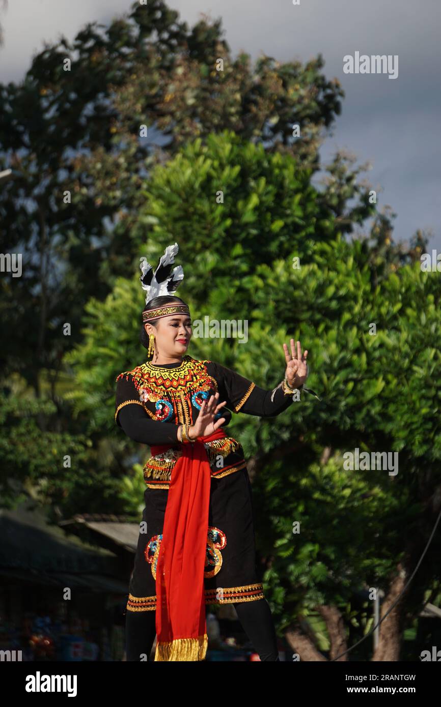 Indonesian performing burung nuri (parrot) dance. This dance comes from ...