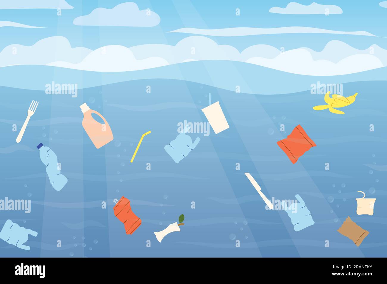 garbage floating in polluted ocean, save environment, oceans concept ...