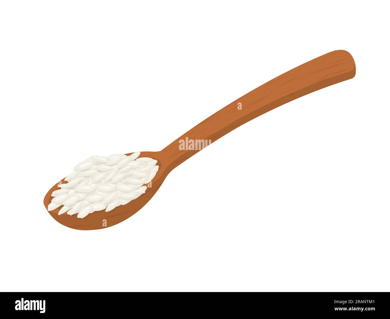 wooden spoon with white rice- vector illustration Stock Vector Image ...