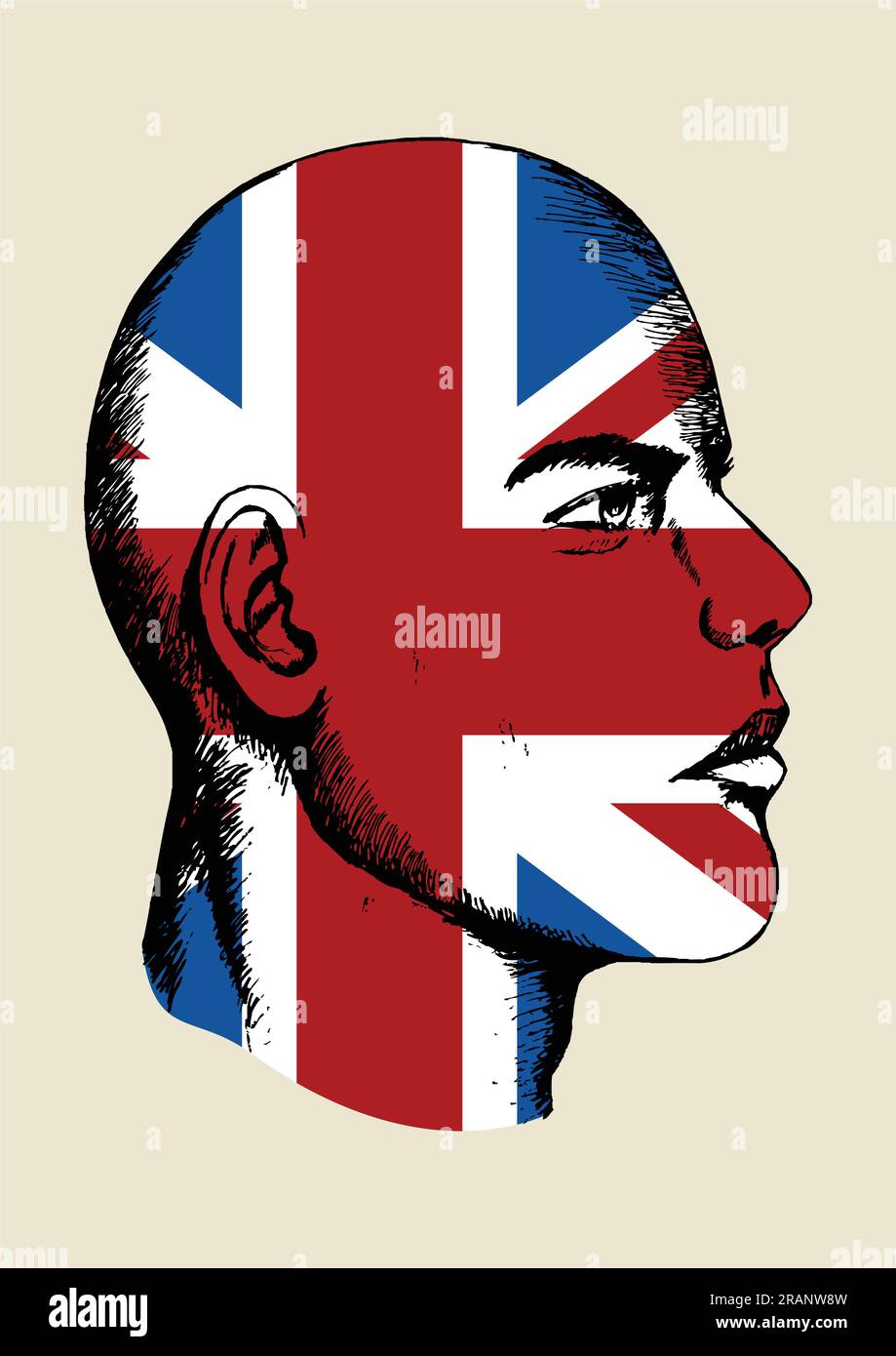 Sketch illustration of a face with United Kingdom insignia Stock Vector ...