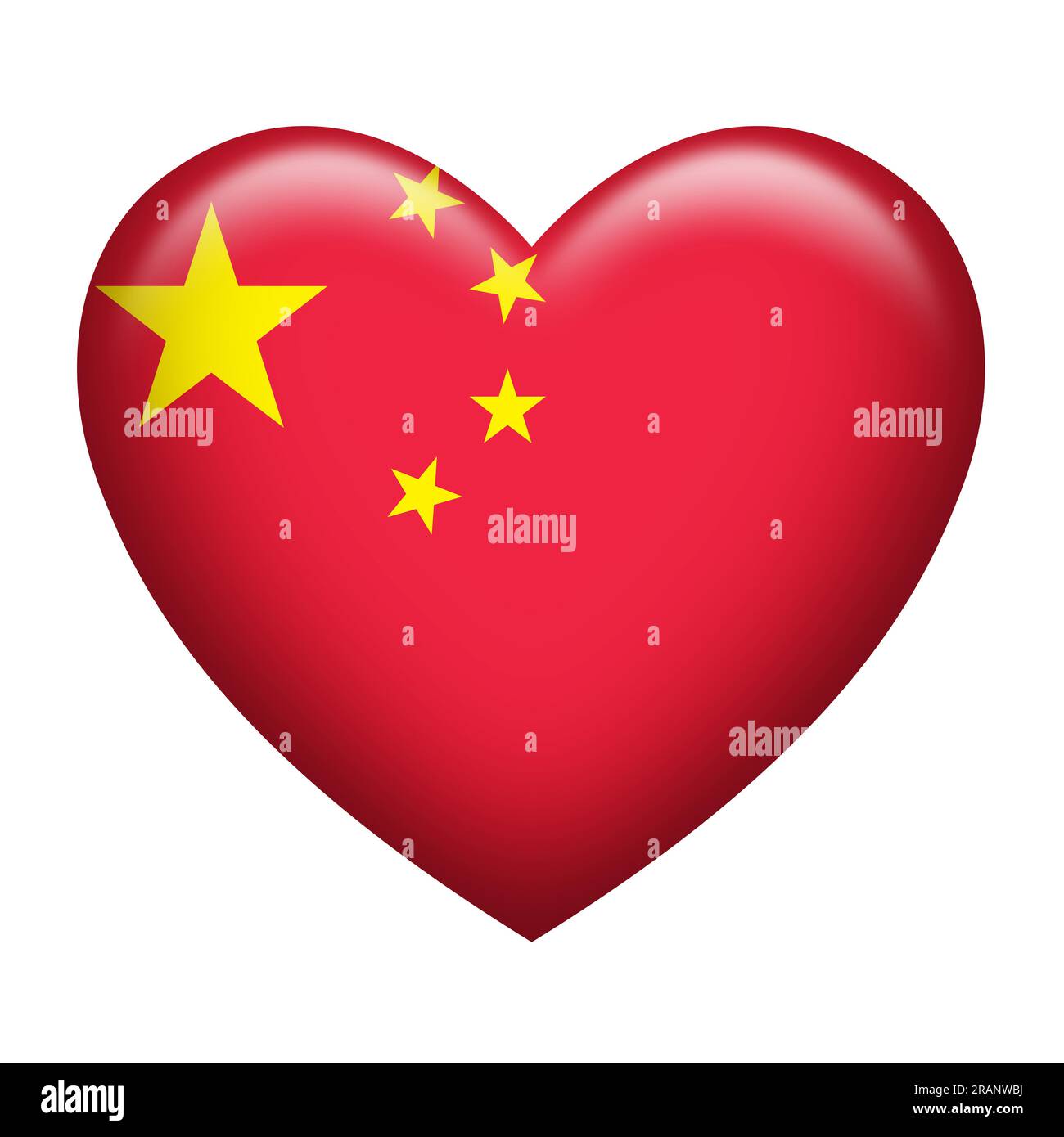 Heart shape of People's Republic of China insignia isolated on white ...