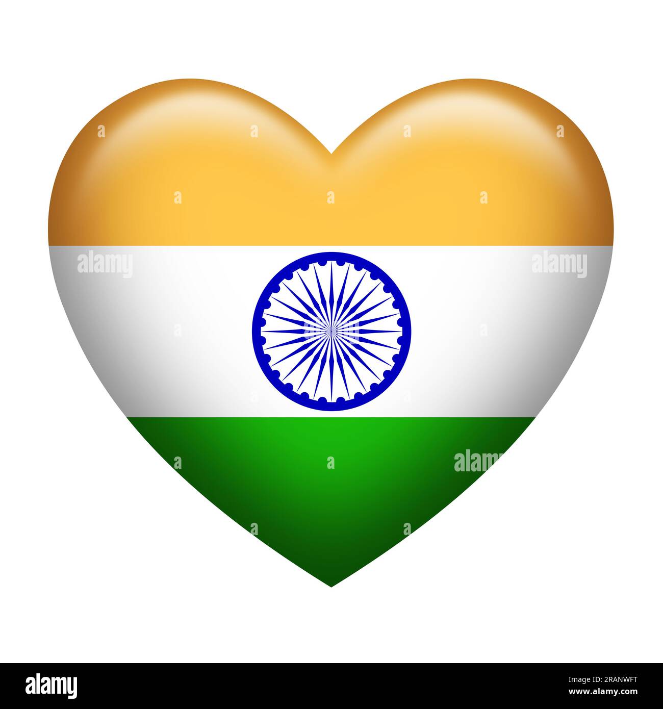 Heart shape of India insignia isolated on white Stock Photo - Alamy