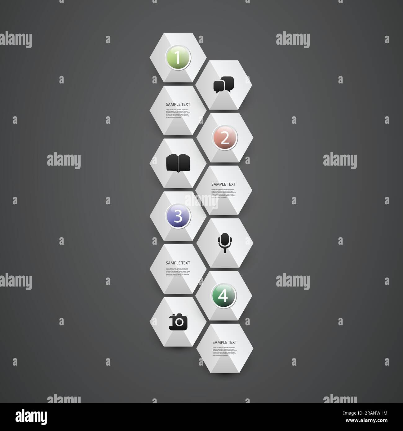 Infographic Concept with Hexagons - Flow Chart, Timeline Stock Vector ...