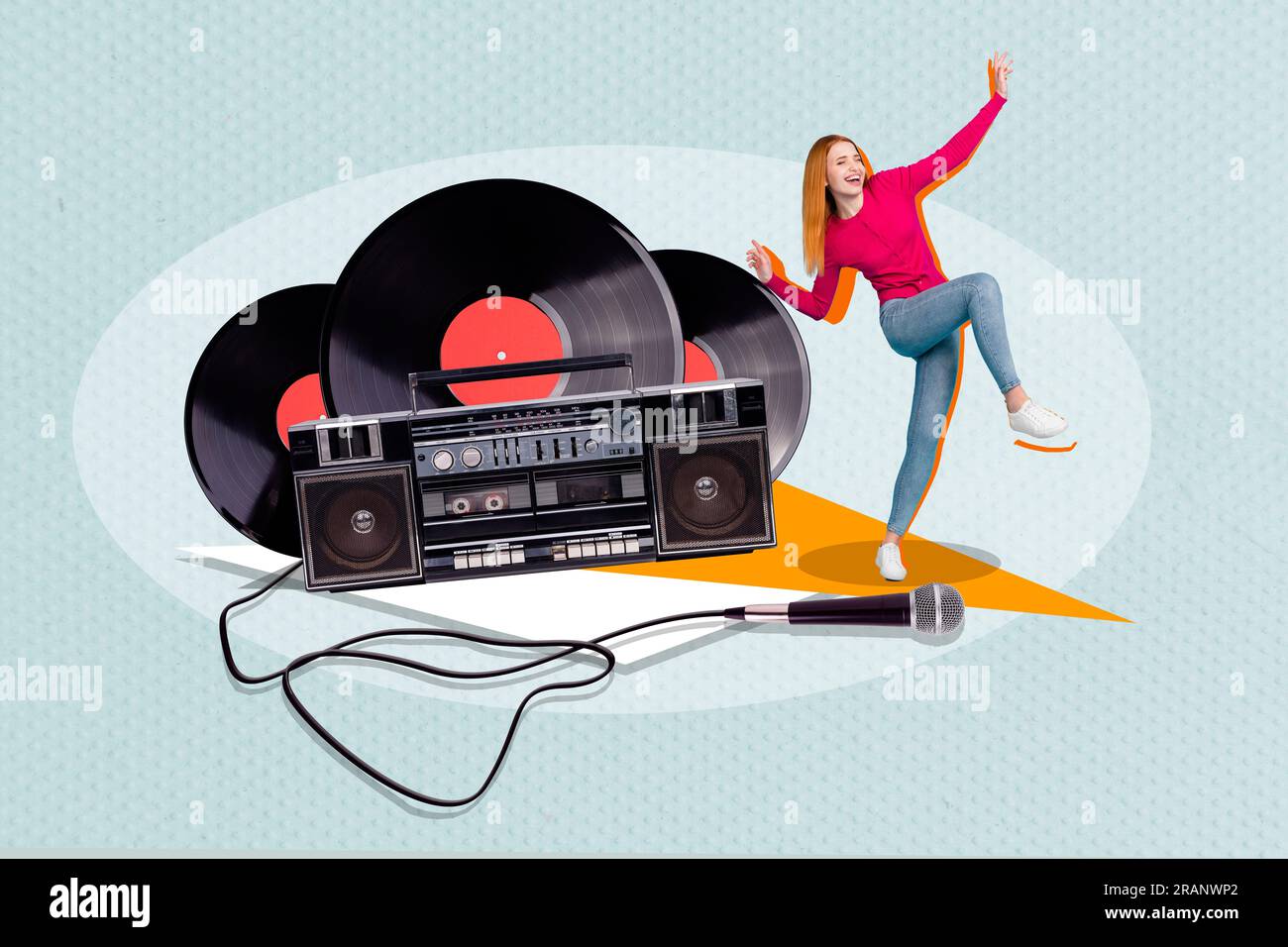 Creative composite collage photo illustration of optimistic girl ...