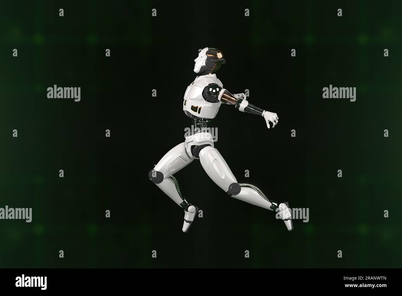 Futuristic world robots are running. Presentation of technology with ...