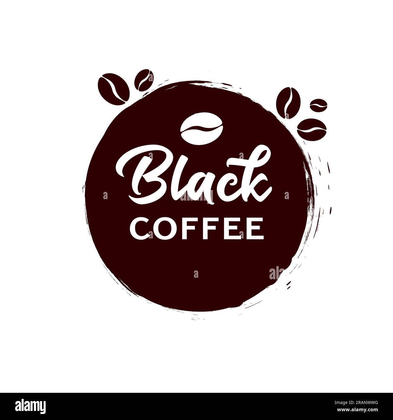 Black coffee letters and cup logo. Grunge circle, design element with ...