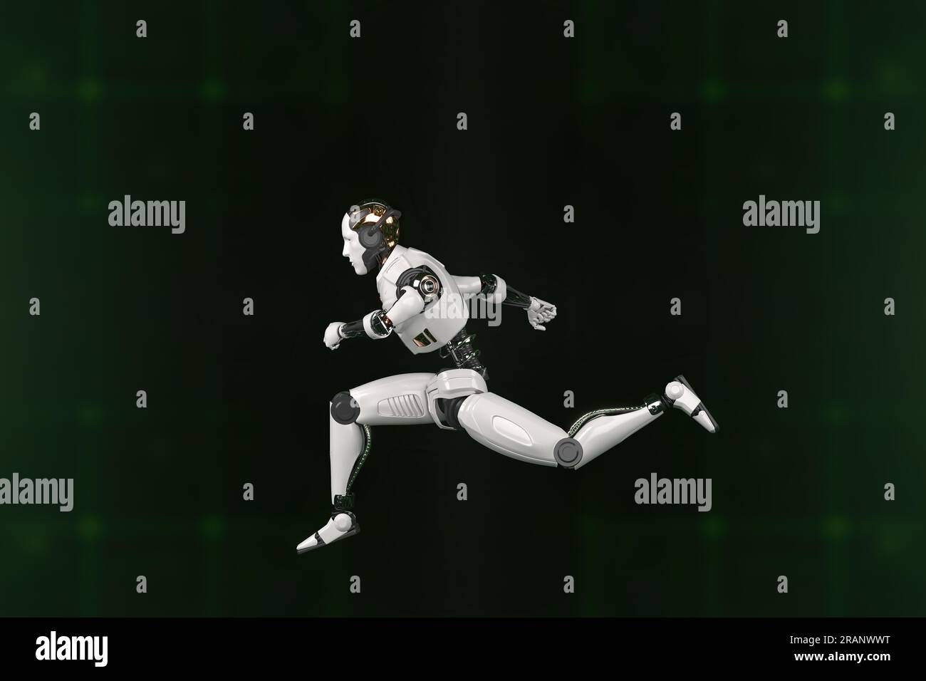 Futuristic world robots are running. Presentation of technology with ...