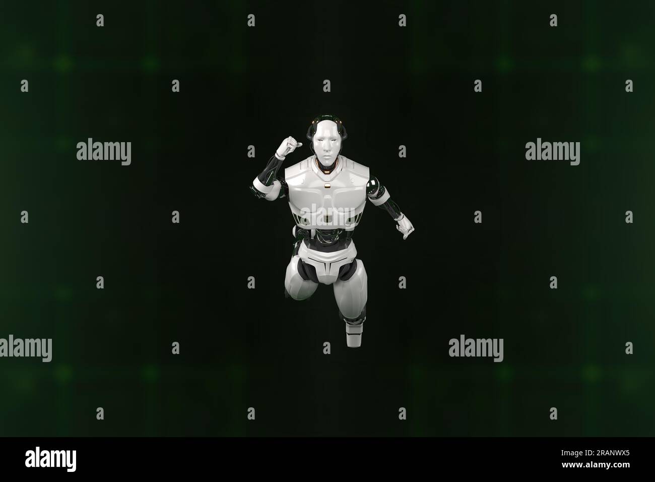 Futuristic world robots are running. Presentation of technology with ...