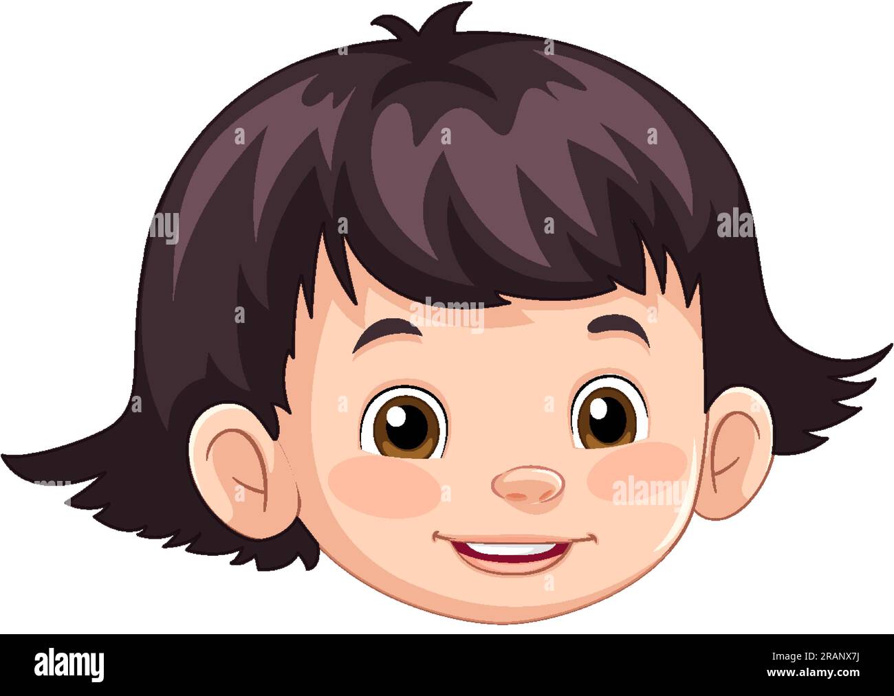 Cute Girl Head with Short Hair Cartoon illustration Stock Vector Image ...