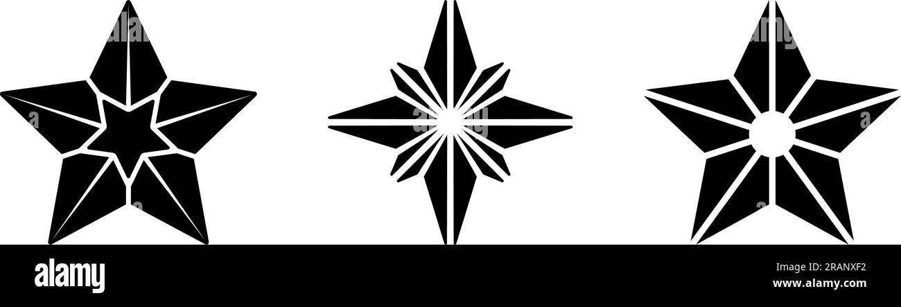 Christmas Star abstract vector collection in Black. Isolated Background ...