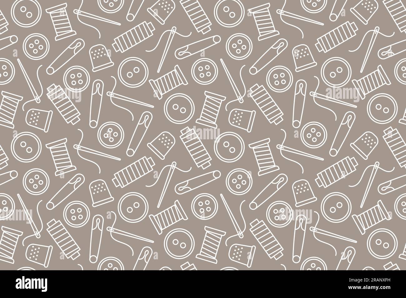 seamless sewing pattern with thimble, safety pins, buttons, needle and ...