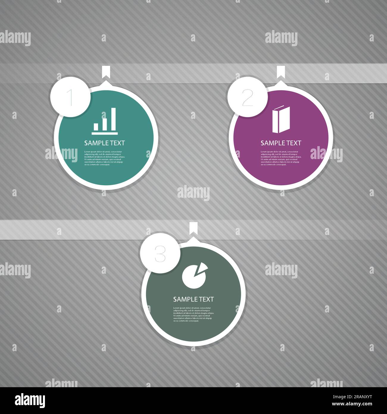 Numbered Circular Labels - Infographic Design with Text and Icons Stock ...