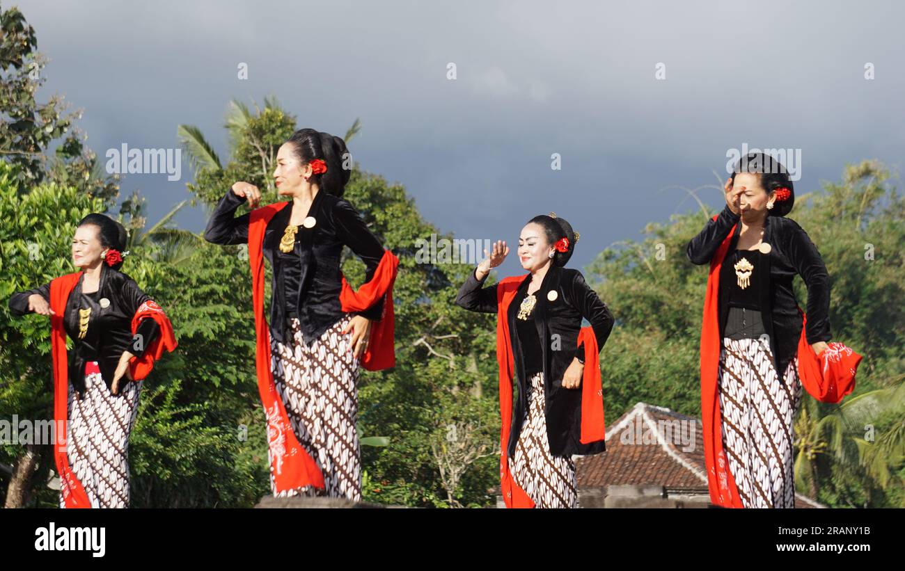 Indonesian performing gambyong dance. This dance comes from central ...