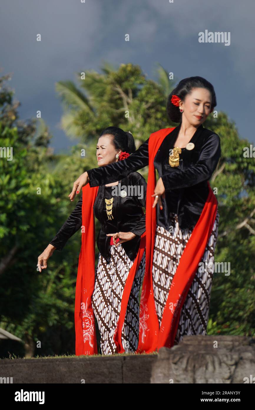 Indonesian performing gambyong dance. This dance comes from central ...