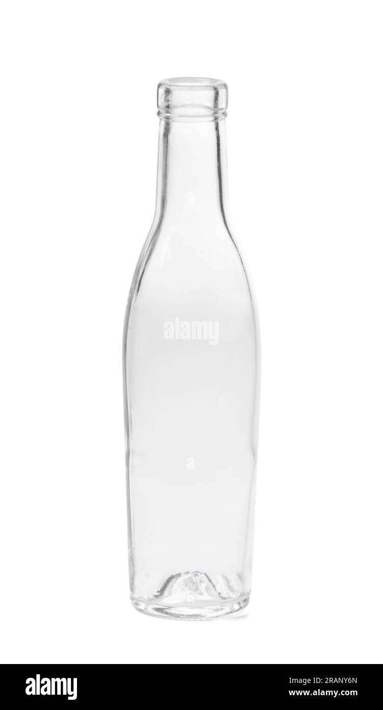 Empty glass transparent bottle for alcoholic drinks, isolated on white ...