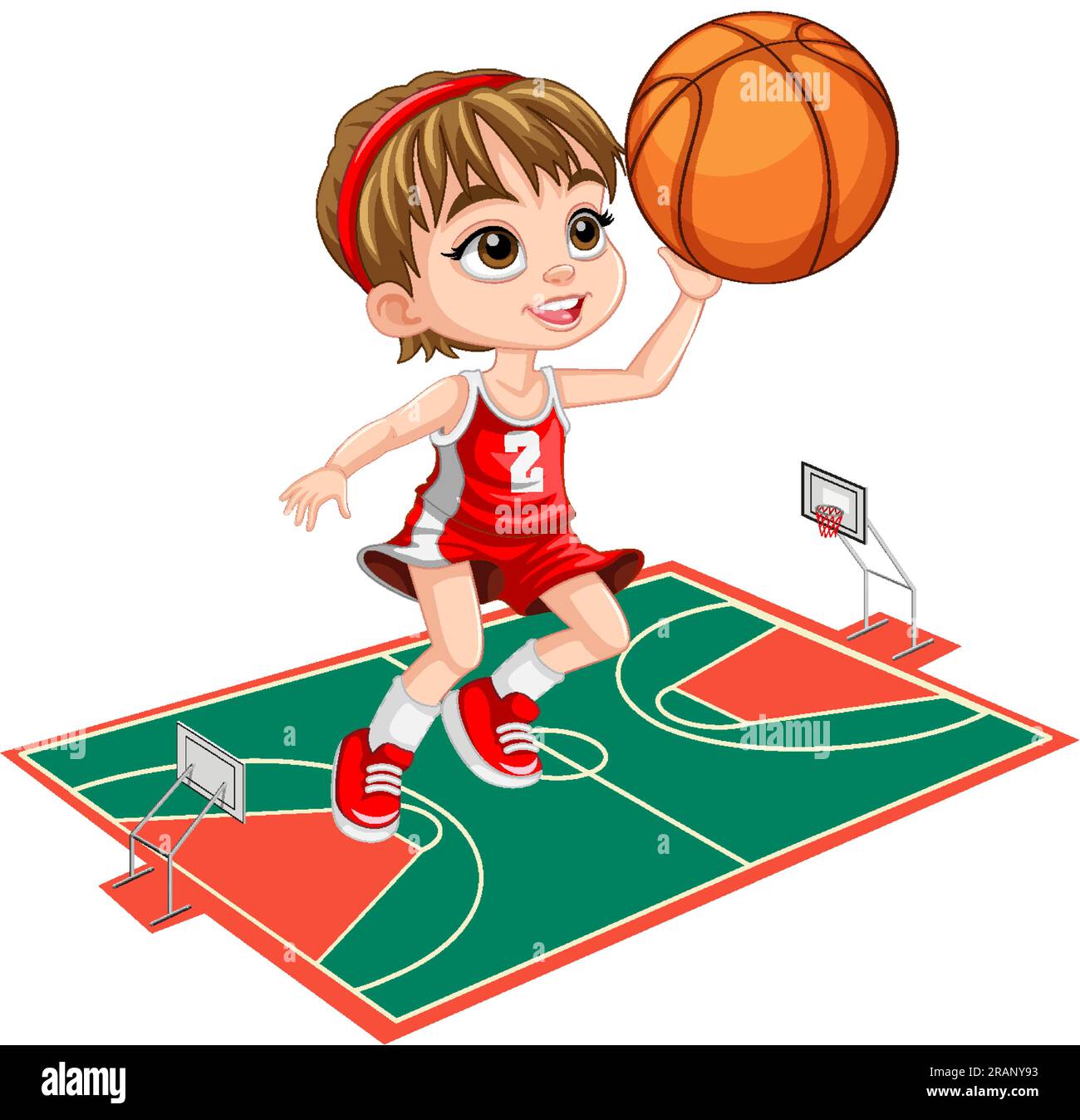 Cute Girl Playing Basketball illustration Stock Vector Image & Art - Alamy