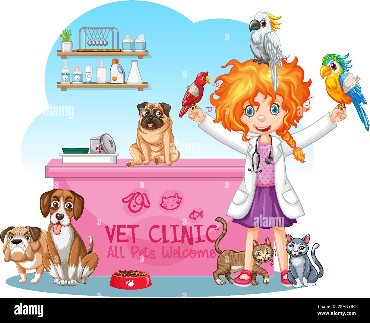 Friendly Veterinarian with Pet Animal Vector illustration Stock Vector ...