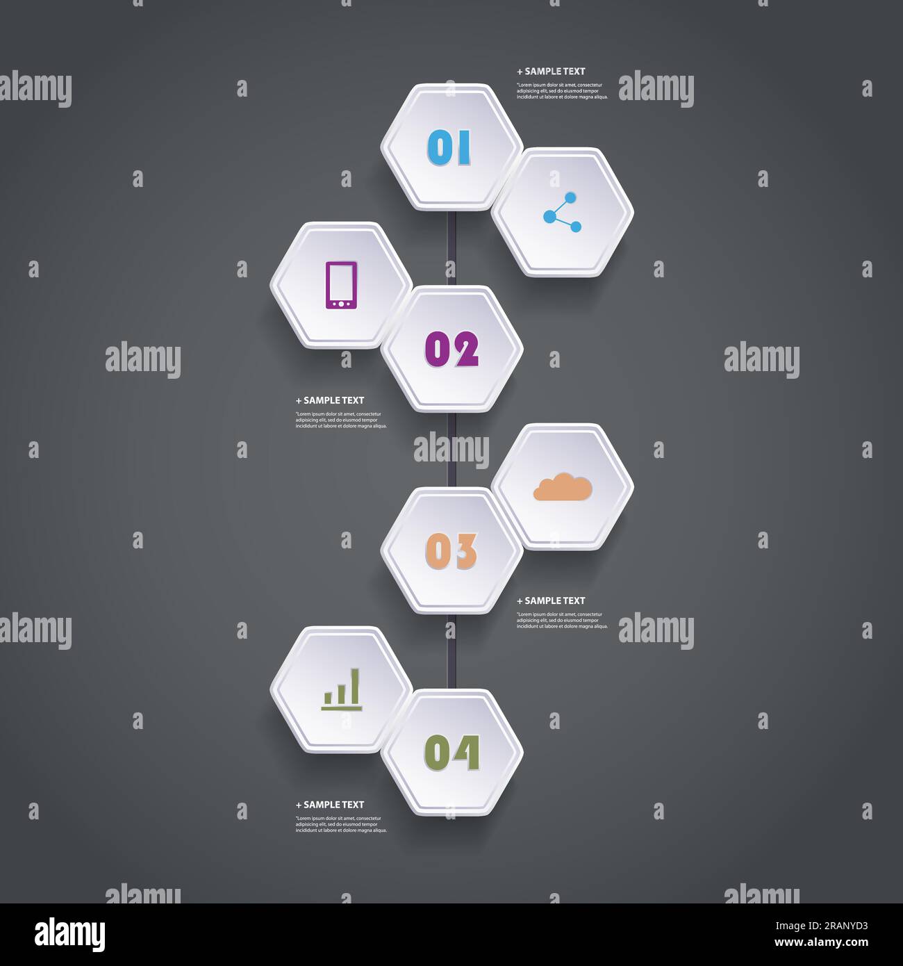 Infographic Concept with Hexagons - Flow Chart Design - Timeline Stock ...
