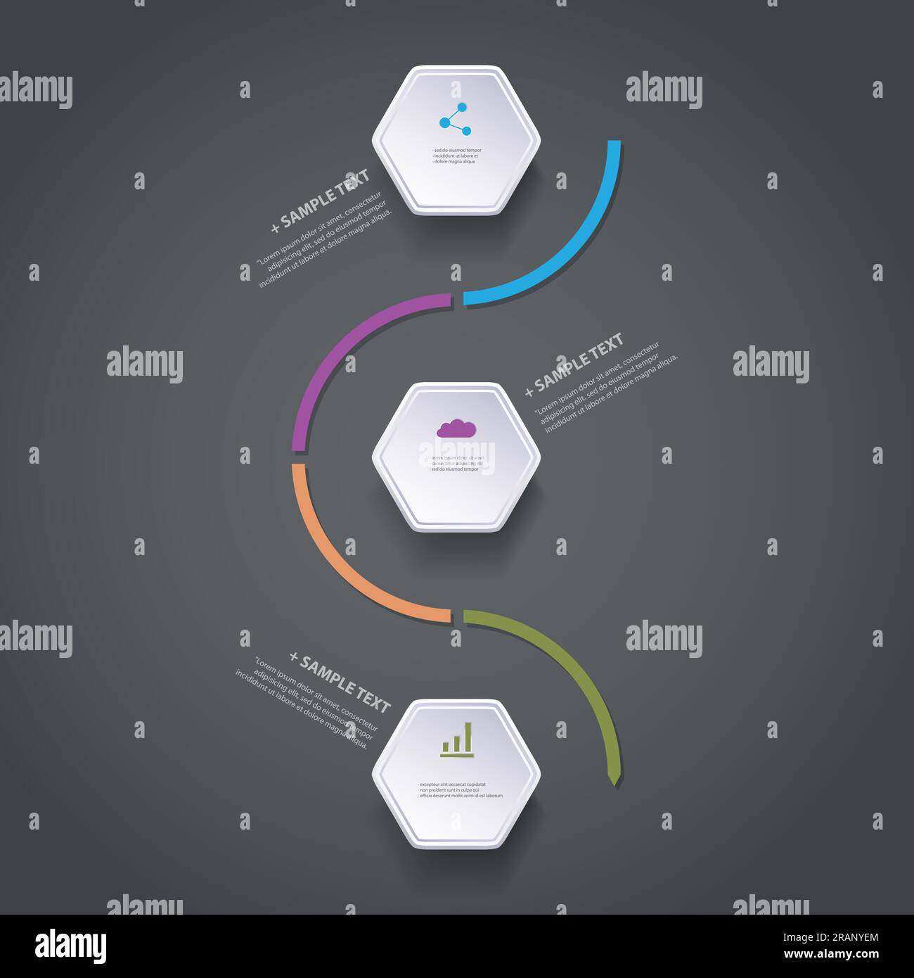 Infographic Concept - Flow Chart Design - Timeline with Hexagons Stock ...