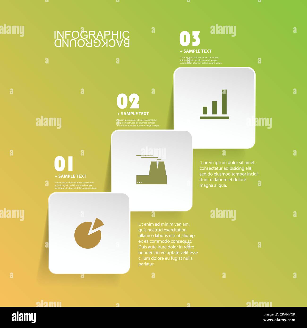 Minimal Paper Cut Infographics Design - White Round Squares On Green ...
