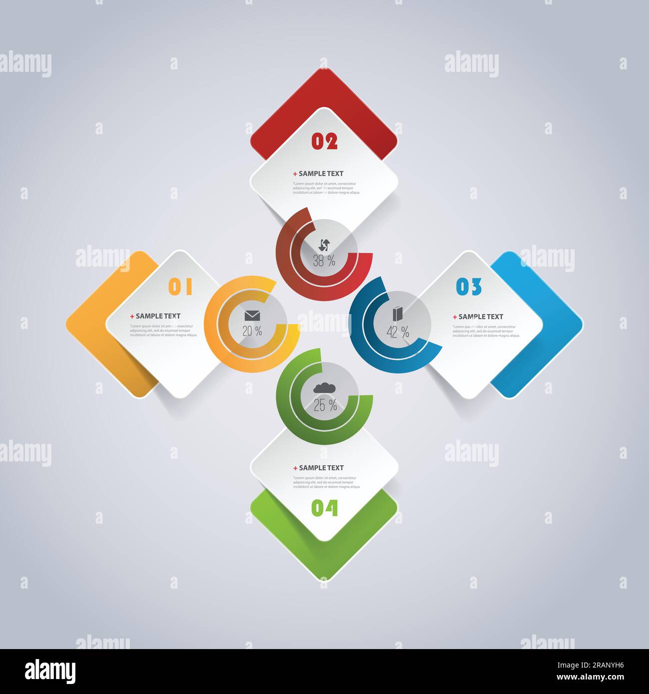 Colorful Modern Paper Cut Style Infographics Design - Set of Minimalist ...