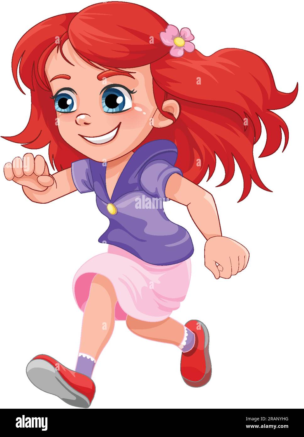 Cute Girl Running Cartoon Character illustration Stock Vector Image ...