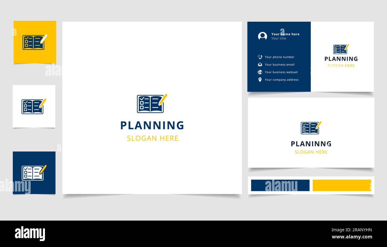 Planning logo design with editable slogan. Branding book and business ...