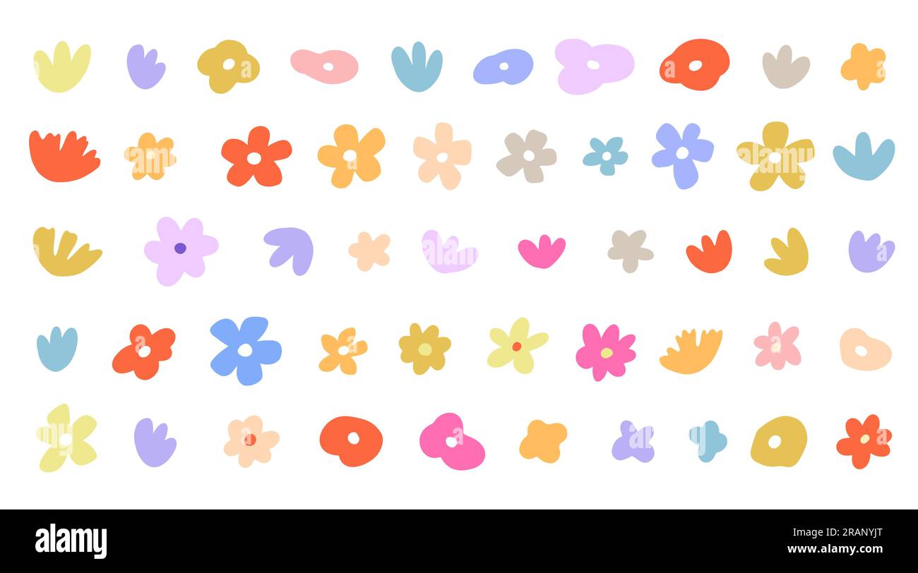 Hand Drawn Flowers Set. Floral Clip Art Collection Stock Vector Image ...