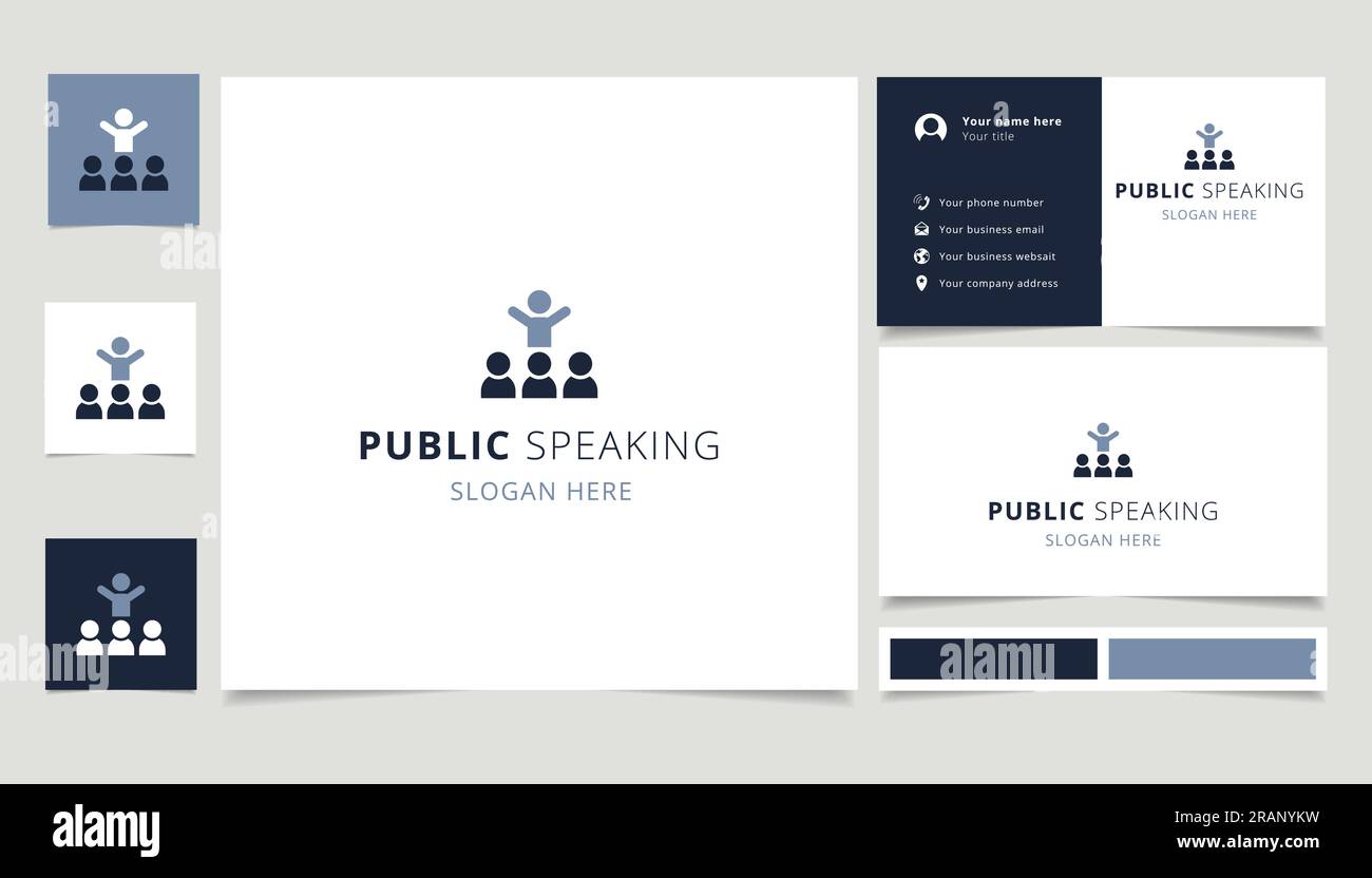 Public speaking logo design with editable slogan. Branding book and ...