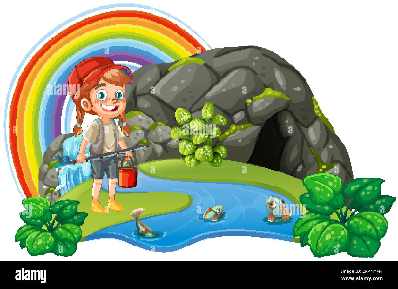 Fisherman fishing in nature illustration Stock Vector Image & Art - Alamy