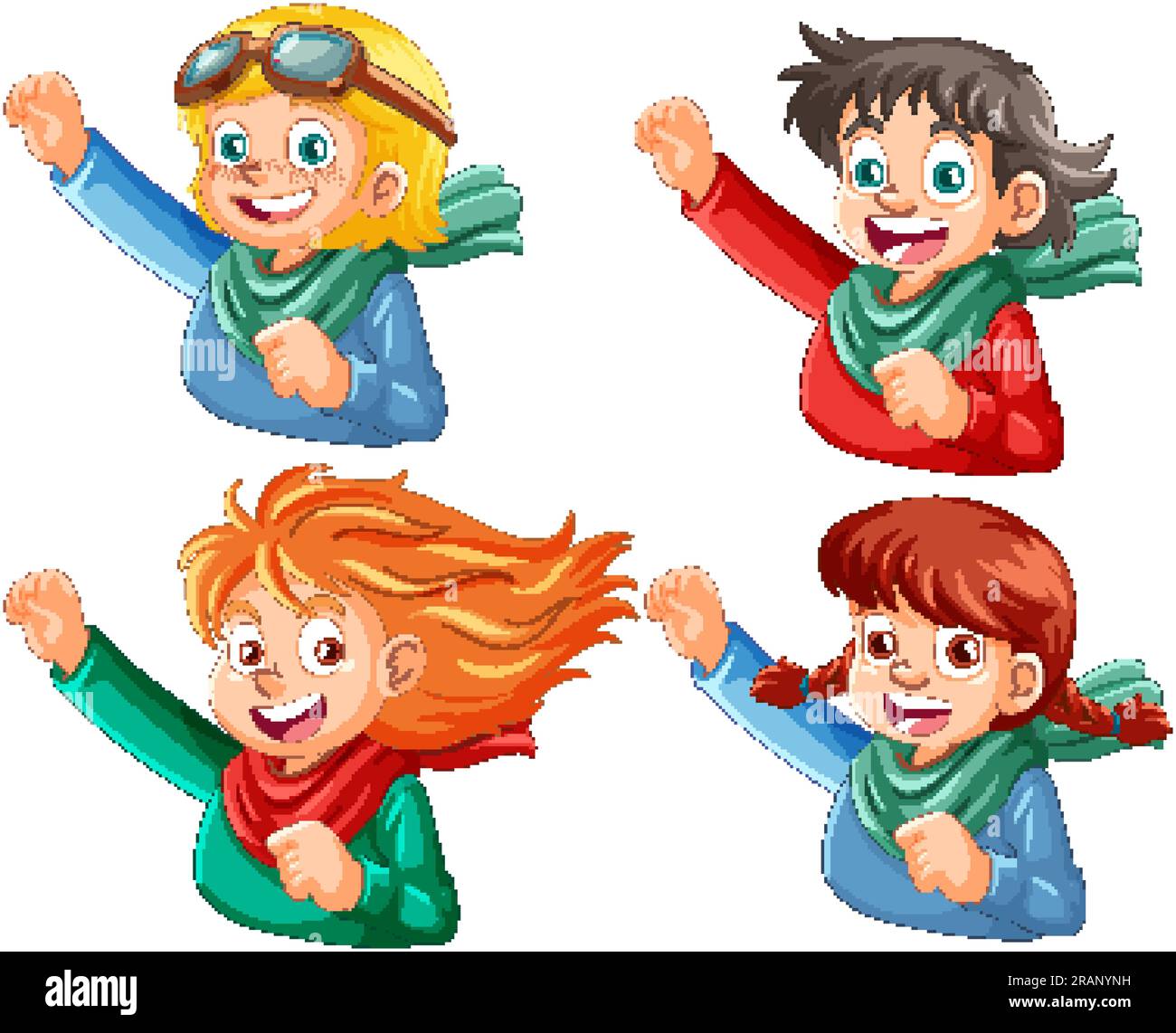 Adventure Kids Heads Collection illustration Stock Vector Image & Art ...