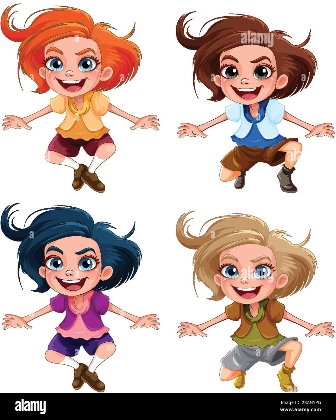 Jumping girl cartoon character illustration Stock Vector Image & Art ...